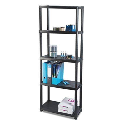 Ram Quality Products Platin 15 inch 5 Tier Plastic Storage Shelving Unit Organizer, Black