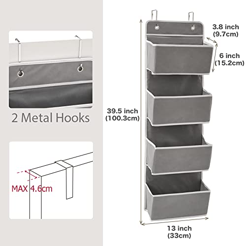 EZOWare 2PACK Over the Door Hanging Organizer with 4 Pocket, Home Storage Organizer with Hook for Pantry Baby Nursery Bathroom Closet Dorm