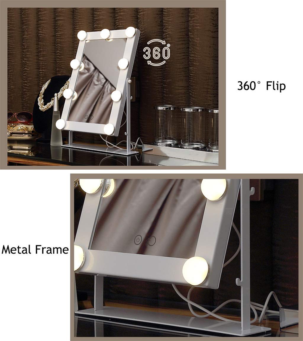 LIMEI-ZEN Vanity Mirror Cosmetic Dresser Lighting Kit with LED Bulbs Hollywood Style Makeup Mirror Dimmable Light Bulb White Wall Mirror Mirrors