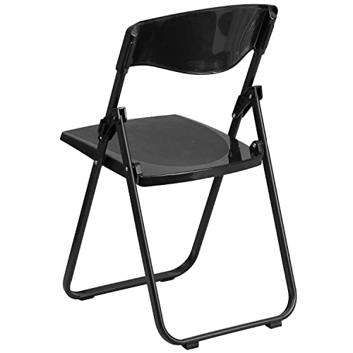 Flash Furniture 6 Pack HERCULES Series 500 lb. Capacity Heavy Duty Black Plastic Folding Chair with Built-in Ganging Brackets