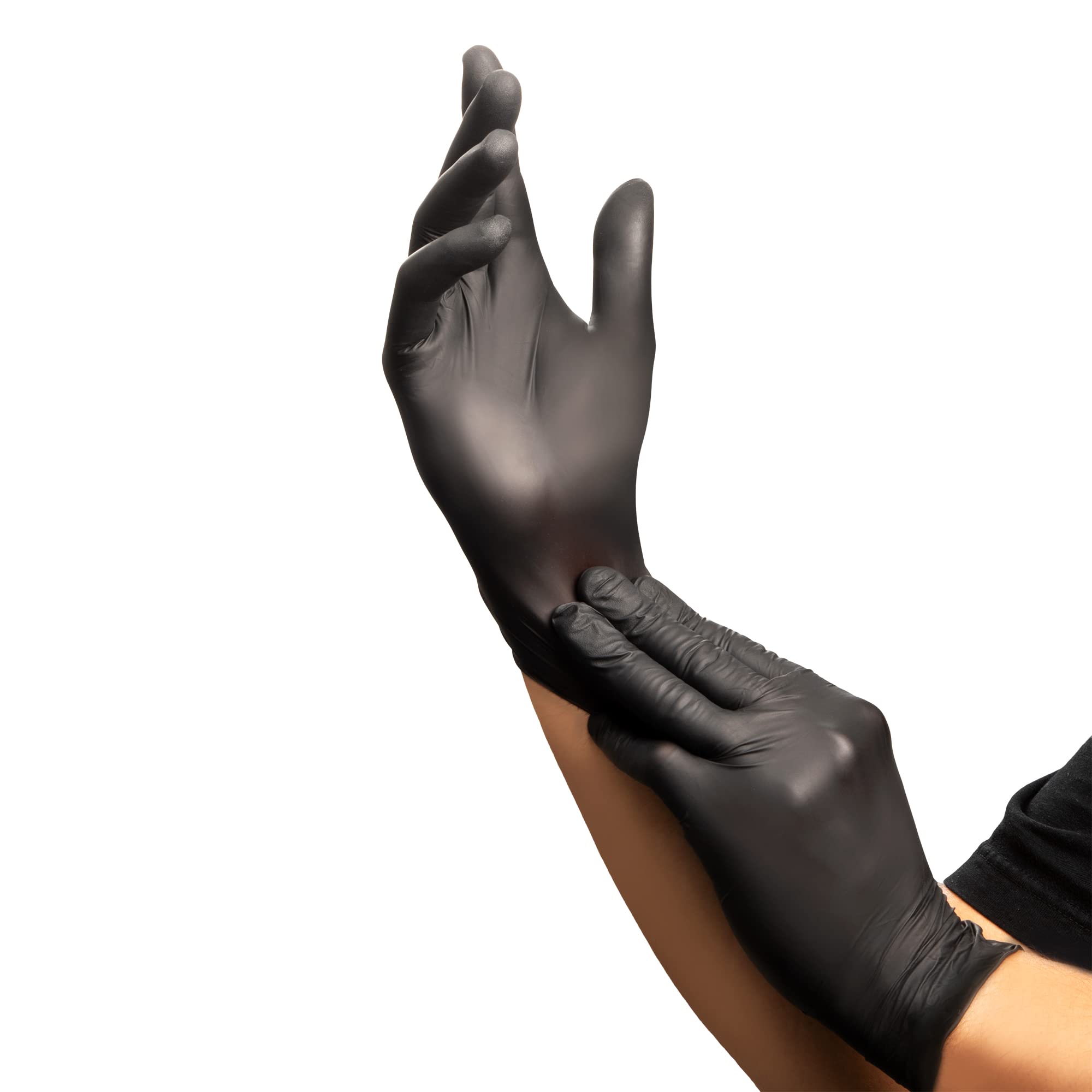 HALYARD BLACK-FIRE 44758 Powder-Free Nitrile Exam Gloves, L, Shape, Large, Black/Orange (Case of 1500)