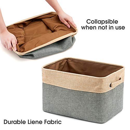 EZOWare 6pc Small Storage Bins Baskets + Set of 3 Large Canvas Fabric Tweed Storage Organizer Cube for Nursery Kids Toddlers Home and Office