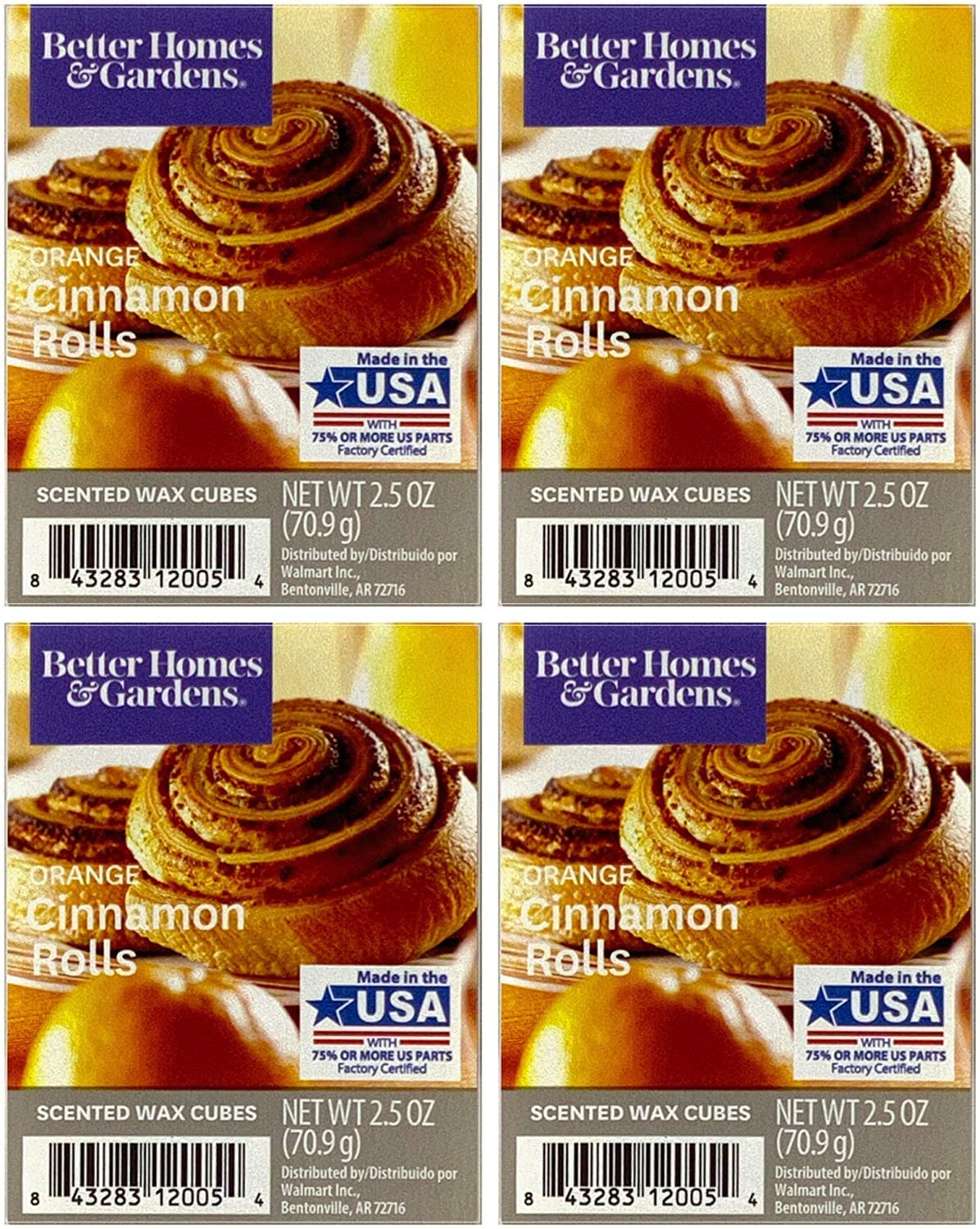 Better Homes and Gardens Orange Cinnamon Rolls Wax Cubes 2.5 oz x 4