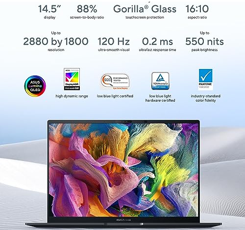 ASUS Zenbook 14.5" 2.8K(2880 x 1800) 120Hz OLED Laptop | EVO 12-Core i5-13500H | 100% DCI-P3 Pantone | WiFi 6E | 2X Thunderbolt 4 | Widnows 11 Home | w/HDMI (8GB LPDDR5 RAM | 1TB PCIe SSD)