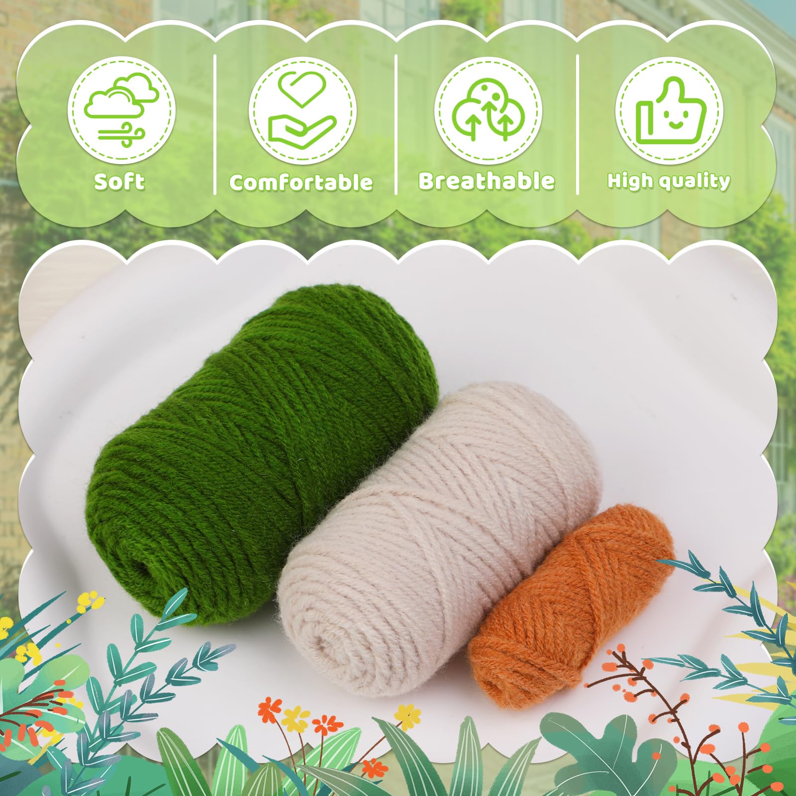 Crochet Kit for Beginners, Hanging Potted Plants Crochet Starter Kit with Step-by-Step Instructions and Video Tutorials Complete Crochet Kit for Beginners Decoration (Yellow-Green Doudou Plants)