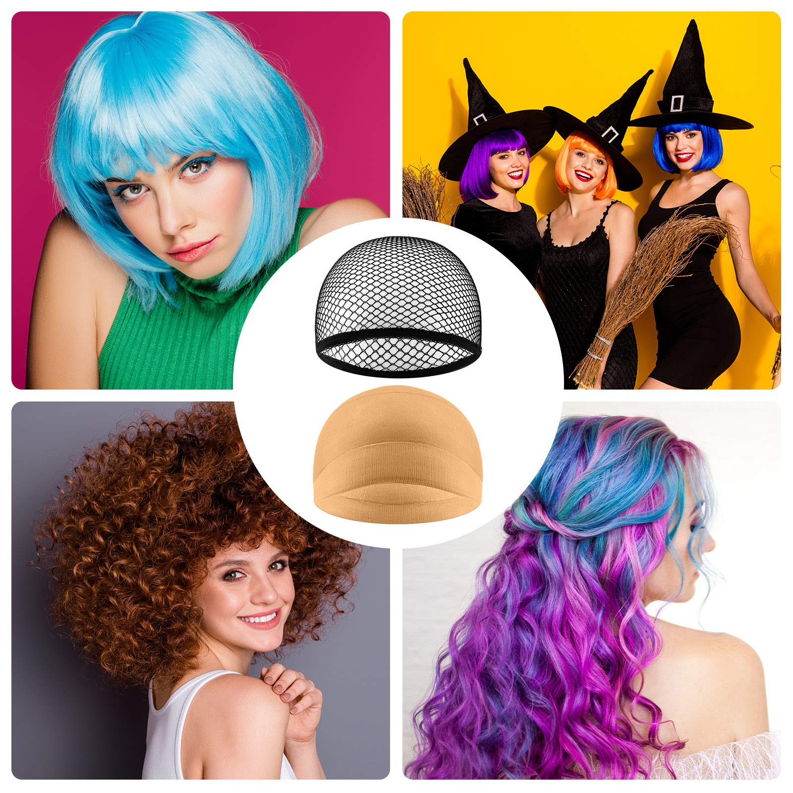 EBOOT 3 Pcs Wig Caps Black Mesh Wig Cap Net Neutral Nude Beige Wig Cap for Lace Front Wig for Women Men Halloween, Cosplay