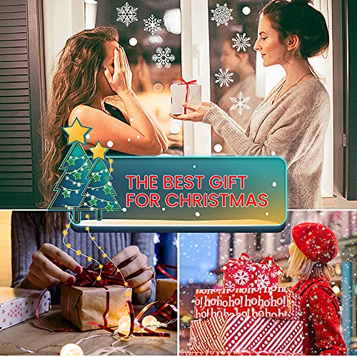 BLOCE 288Pcs Window Clings Christmas Decorations, White Snowflake dots Christmas Decorations for Windows with 8 Sheets, Christmas Window Decals for New Year Party Ornaments Home Supplies