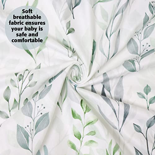 Diaper Changing Pad Cover, Soft Breathable Fabric Baby Stretchy Changing Table Pad Cover, Jersey Knit Changing Table Sheets for Boys and Girls, Green Leaf
