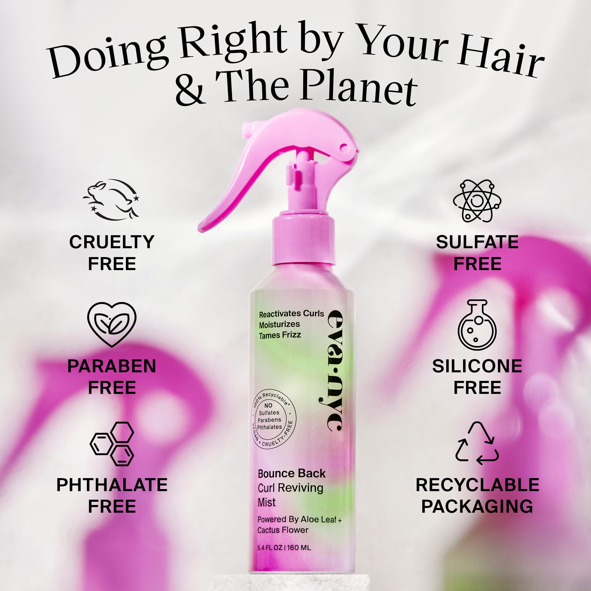 Eva NYC Bounce Back Curl Reviving Hair Mist, Hydrating Refresher with Aloe, GMO-Free Curly Hair Texture Spray, 5.4 fl oz