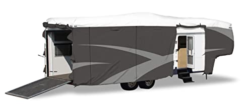 ADCO 36858 Designer Series Olefin HD Fifth Wheel Trailer Cover 40' 1" - 43', Gray/White