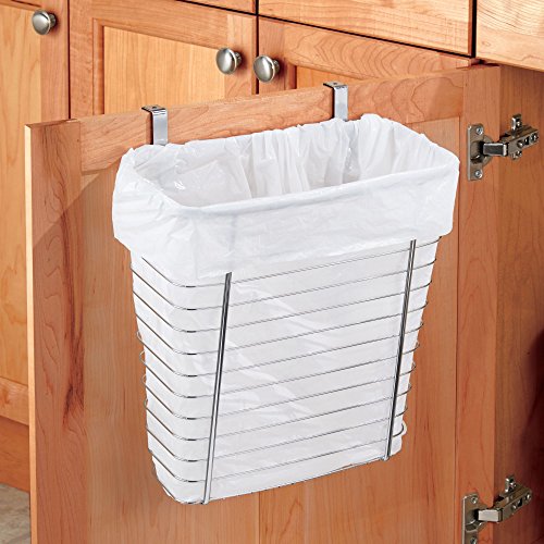 iDesign Axis Steel Over the Cabinet Storage Basket Organizer for Kitchen, Pantry, Bathroom, Office, Dorm Room, 7.1" x 12.2" x 14.2", Chrome