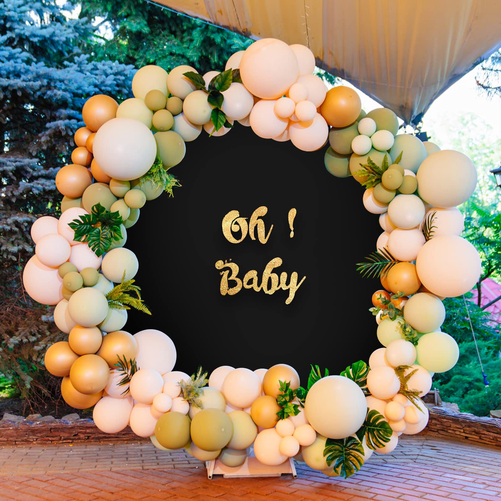 6.5ft Black Round Backdrop Cover Suitable for 6.5ft 6.56ft 6.6ft Circle Stand, Pure Black Spandex Wrinkle Free Birthday Party Wedding Photography Circle Backdrop Cover Arch Background