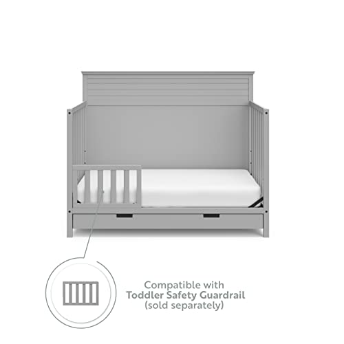 STORKCRAFT Homestead 5-in-1 Convertible Crib with Drawer (Pebble Gray) β GREENGUARD Gold Certified, Crib with Drawer Combo, Includes Nursery Storage Drawer, Converts to Toddler Bed and Full-Size Bed
