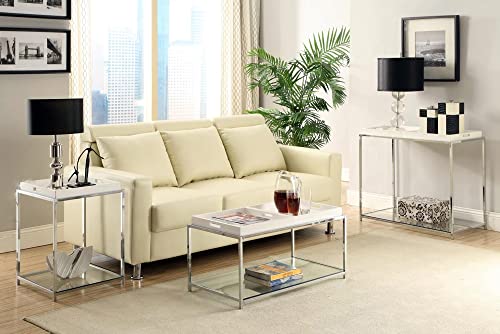 Convenience Concepts Palm Beach Coffee Table with Shelf and Removable Trays, White