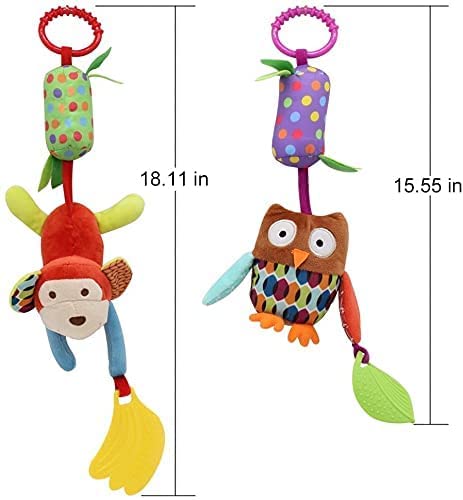 BornCare Baby Crib Hanging Plush Toys with Rattle c-Clip, with teether 0 to 24 mths