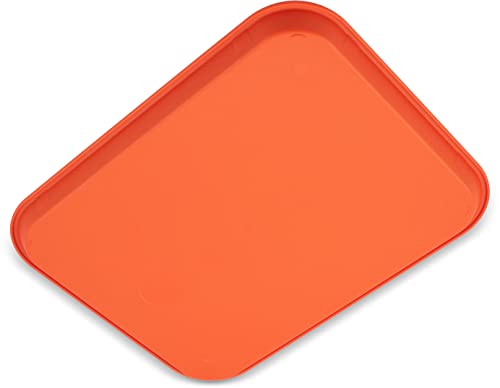 Carlisle FoodService Products Cafe Plastic Fast Food Tray, 14" x 18", Orange, (Pack of 12)