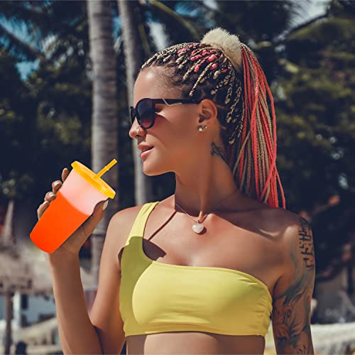 EASEVE Color Changing Cups with Lids and Straws - 12 Packs 24 oz Reusable Plastic Tumblers with Lids and Straws for Adults Kid Party, Bulk Tumblers for Iced Coffee Tea and Smoothie