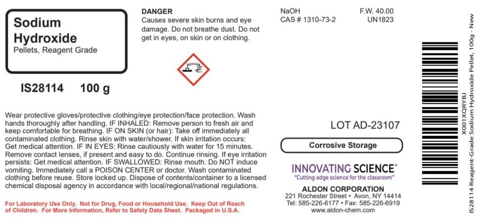 ALDON Innovating Science Reagent-Grade Sodium Hydroxide Pellet, 100g - The Curated Chemical Collection