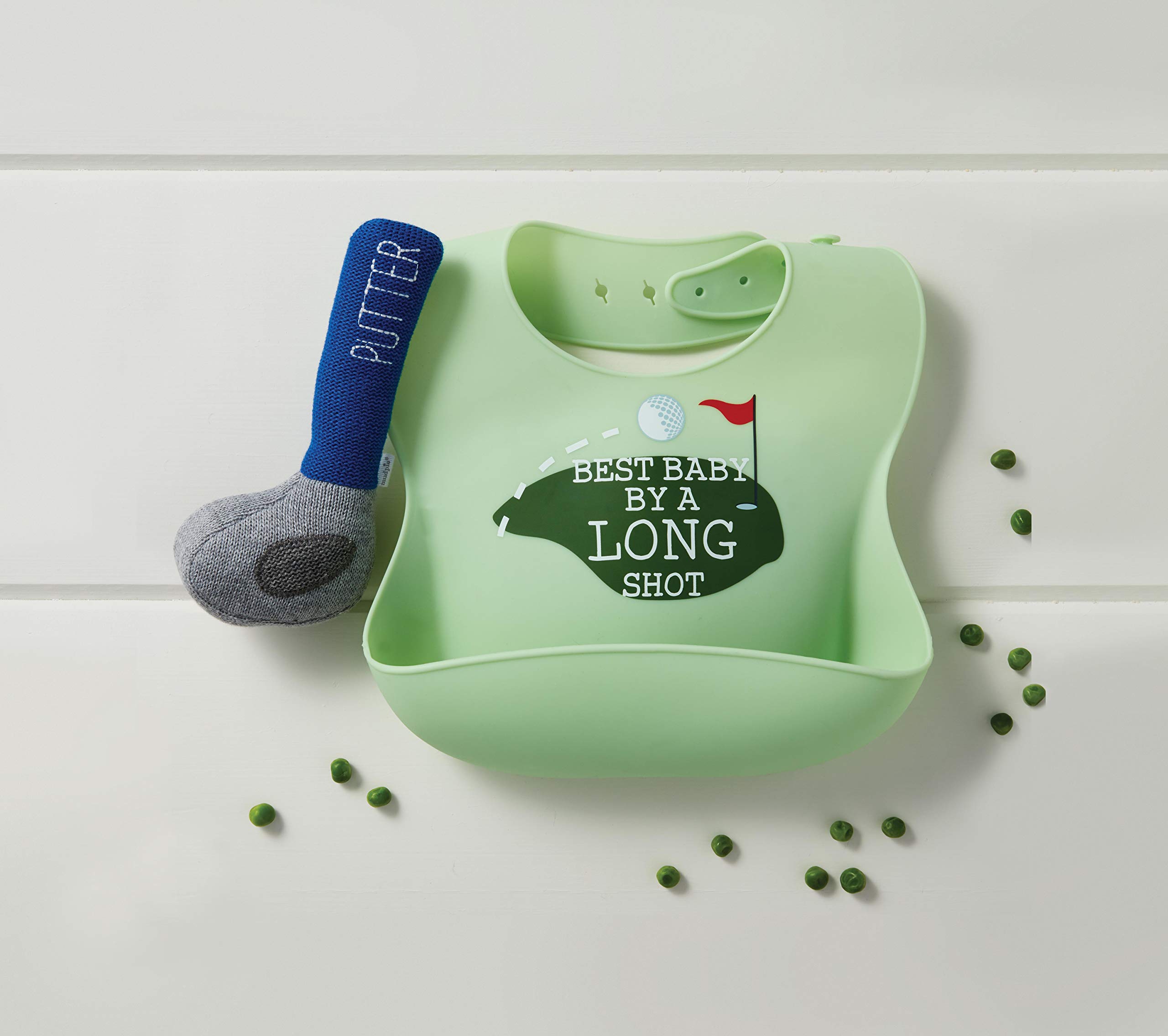 Mud Pie Silicone Baby Golf Bib Set with Golf Putter Rattle
