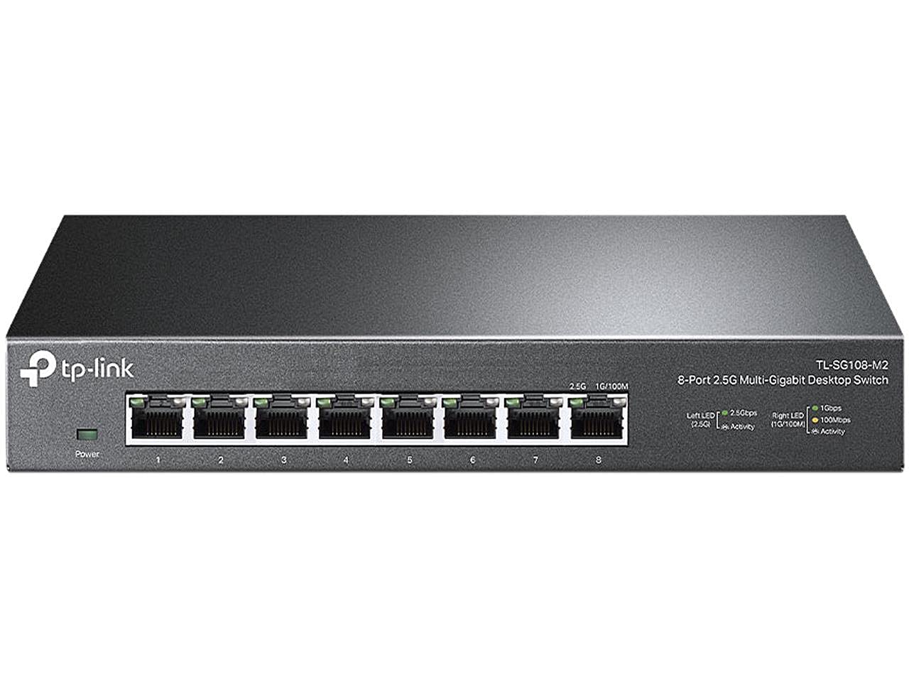 TP-Link TL-SG108-M2 8 Port Multi-Gigabit Unmanaged Network Switch, Ethernet Splitter 2.5G Bandwidth Plug & Play Desktop/Wall-Mount Fanless Metal Design
