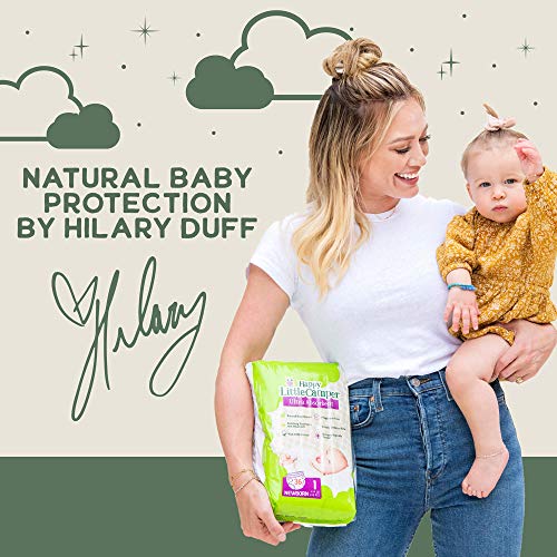 Happy Little Camper Ultra-Absorbent Hypoallergenic Natural Disposable Baby Diapers, Chlorine-Free Protection for Sensitive Skin, Crawler, Size 3, 92 Count