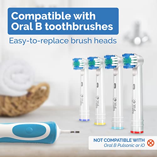 Milos Electric Toothbrush Heads - 4 Pack, Professional Toothbrush Replacement Heads, Compatible with Oral-B Toothbrushes