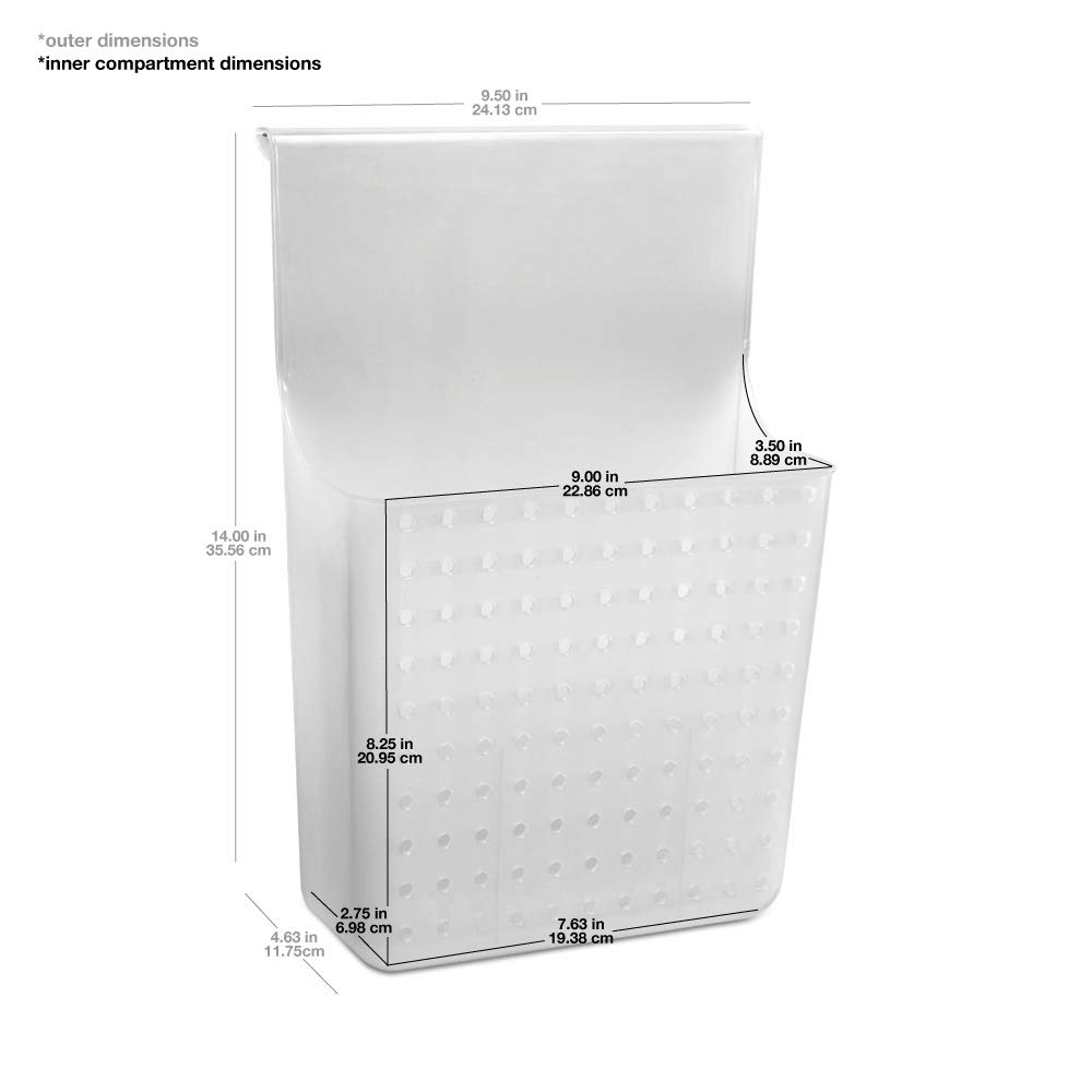 Madesmart Plastic Over Door Wrap Organizer for Aluminum Foil, Parchment Paper, and Kitchen Wrap, Hanging Cabinet Organizer, Frost