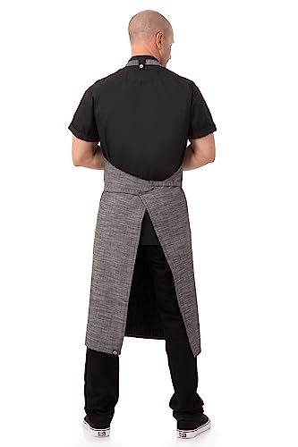 Chef Works Unisex Corvallis Chefs Bib Apron, Black Steel Grey, One Size