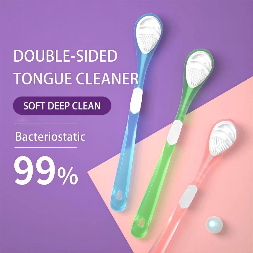 Y-Kelin Double-Side Desiged Tongue Scraper, Ultra-Soft Tongue Brush Tongue Cleaner (3 Pack)
