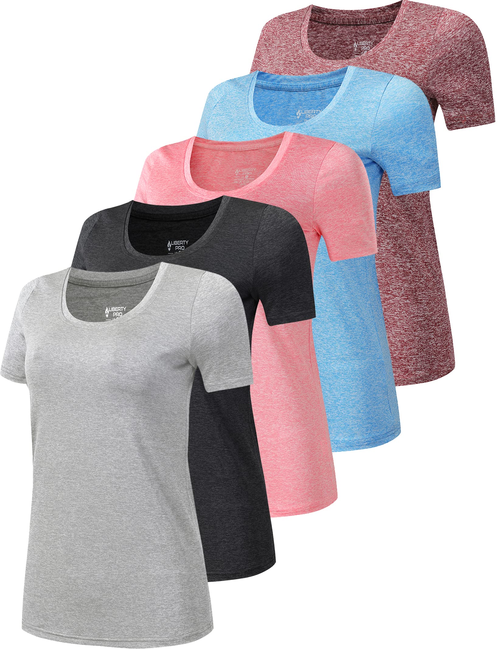 5 Pack Women's Quick Dry Short Sleeve T Shirts, Athletic Workout Tee Tops for Gym Yoga Running (Set 1, Small)