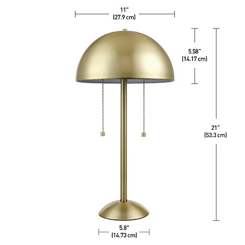 Globe Electric 12976 Haydel 21" 2-Light Table Lamp, Matte Brass, Double On/Off Pull Chain