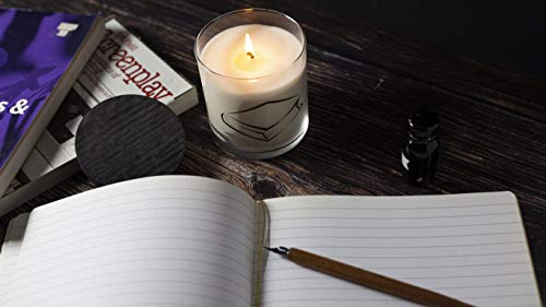 Library Book Scented Candle, 9 Oz with Glass Container - 100% Organic Soy Wax Lightly Scented with Clean Burning Natural Cotton Wick - Made in The USA