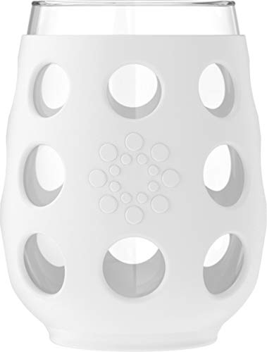 Lifefactory Wine Glass with Protective Silicone Sleeve, 4 Count (Pack of 1), Carbon, Optic White, Periwinkle, Wisteria