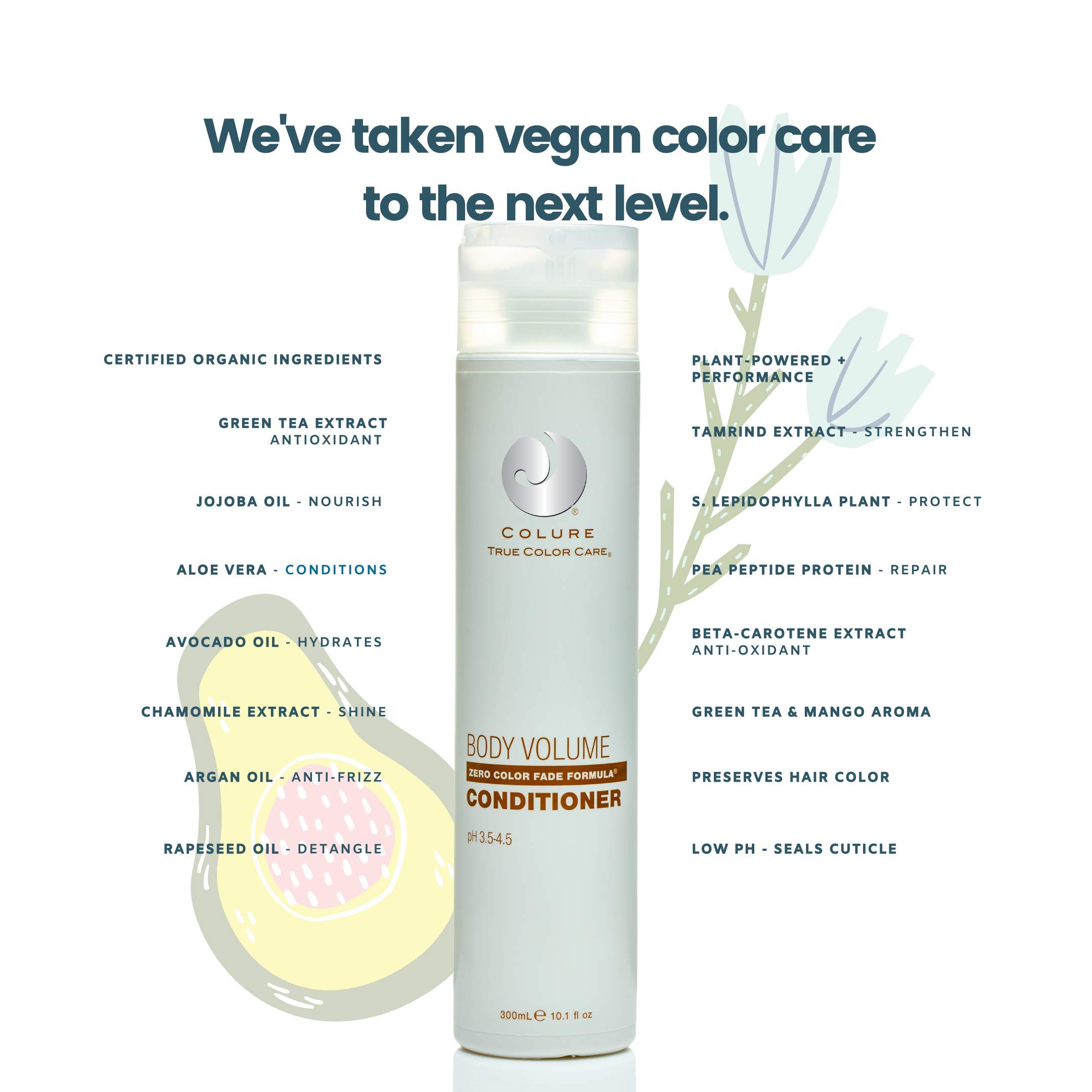 COLURE Body Volume Conditioner Repairs Dry, Damaged Tresses. Strengthens, Preserves Color-Treated Hair