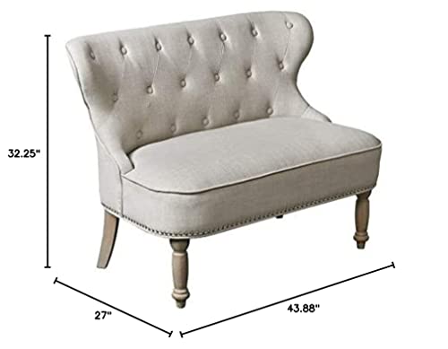 Madison Park Stanford Accent Loveseat - Solid Wood, All Foam Two Seat Settee - Tan Mid-Century Style Two Seat Sofa - 1 Piece Retro Accent Love Seat for Living Room, See Below