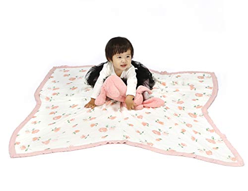 Monfish Muslin Baby Toddler Blanket- Large, Ultra-Soft Pink Rose Blanket for Girls- Baby Everything Blanket-Two Layer Stroller Blanket (Pink Rose)
