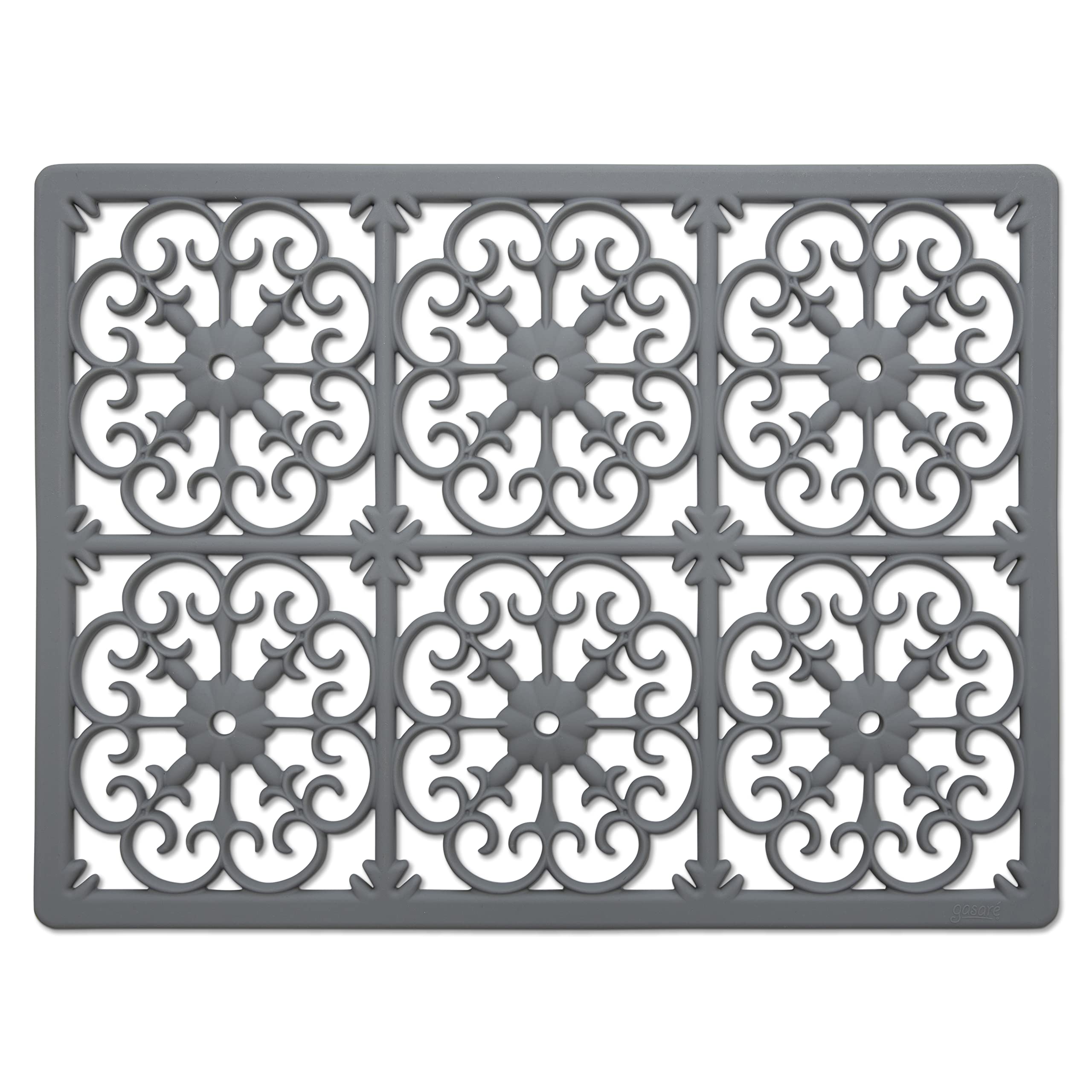 GASARĆ, Extra Large, Thick, Silicone Trivet for Hot Dishes, Pots, and Pans, Heat Resistant Mat for Countertop, Hot Pad for Kitchen, Easy to Clean, 16 x 12 x 3/8 Inches, Gray