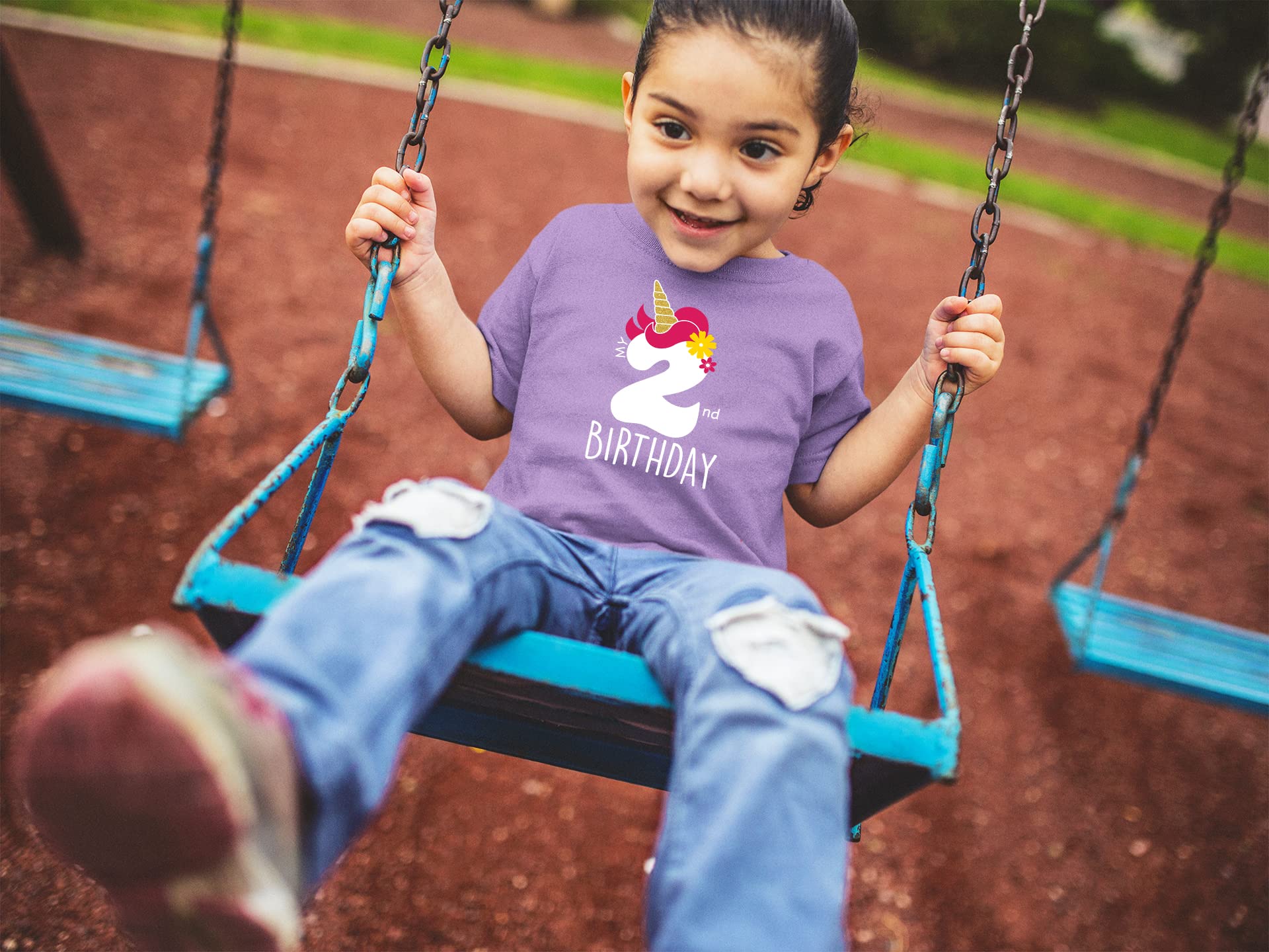 Unicorn 2nd Birthday Outfits for Toddler Girls Two Year Old 2 Shirt Girl Second (Purple, 2 Years)