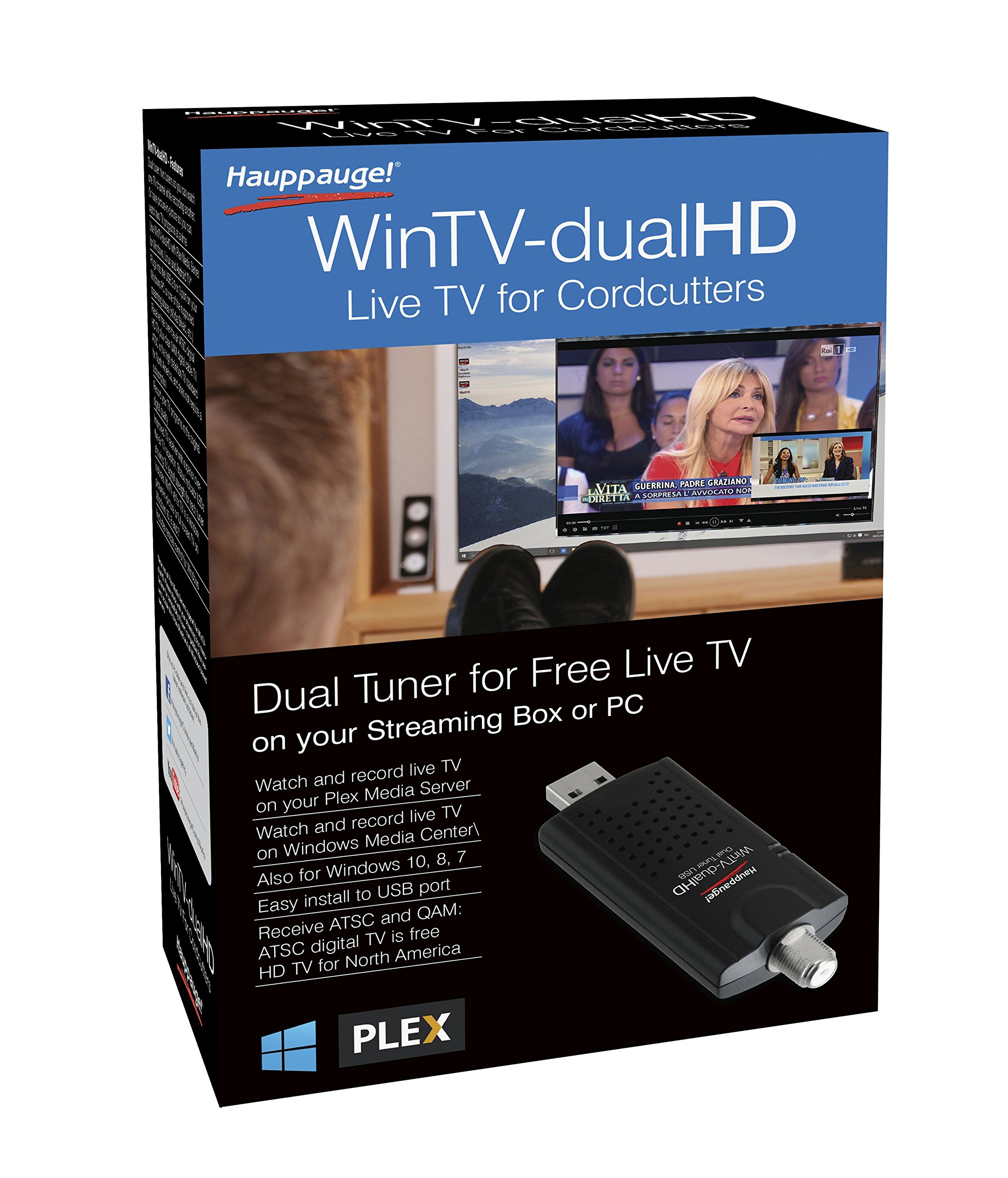 Hauppauge 1657 WinTV-dualHD Cordcutter Dual USB 2.0 TV Tuner for Nvidia Shield and Windows PC