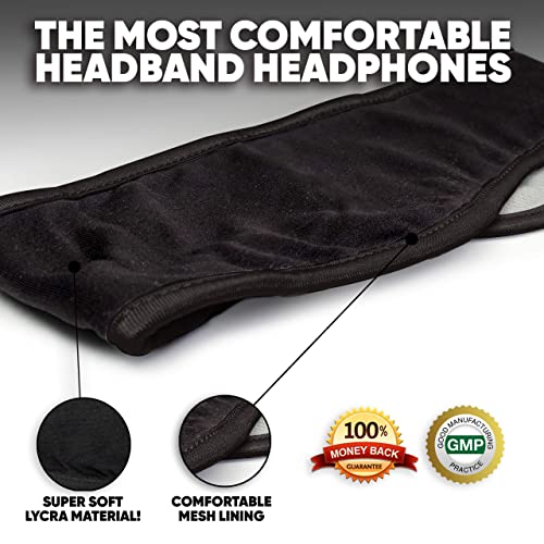 CozyPhones Sleep Headphones - Over Ear Headphones from Ultra Thin Cool Mesh Wired for Side Sleepers, Meditation, Running, Laptop, and Phone - Black