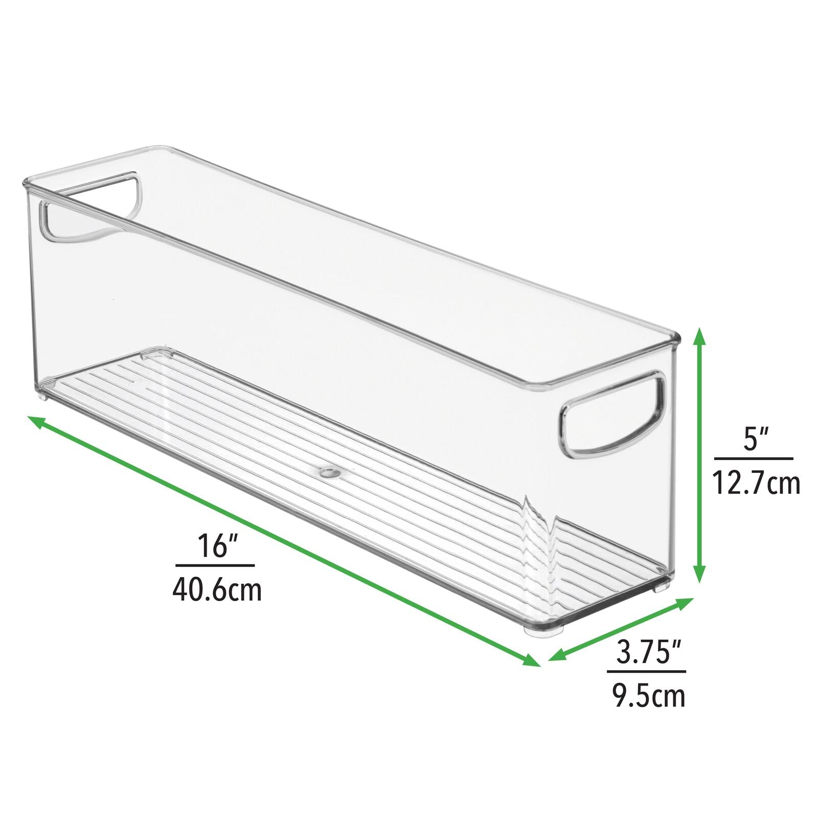 mDesign Plastic Kitchen Organizer - Storage Holder Bin with Handles for Pantry, Cupboard, Cabinet, Fridge/Freezer, Shelves, and Counter - Holds Canned Food, Snacks - Ligne Collection - 2 Pack - Clear