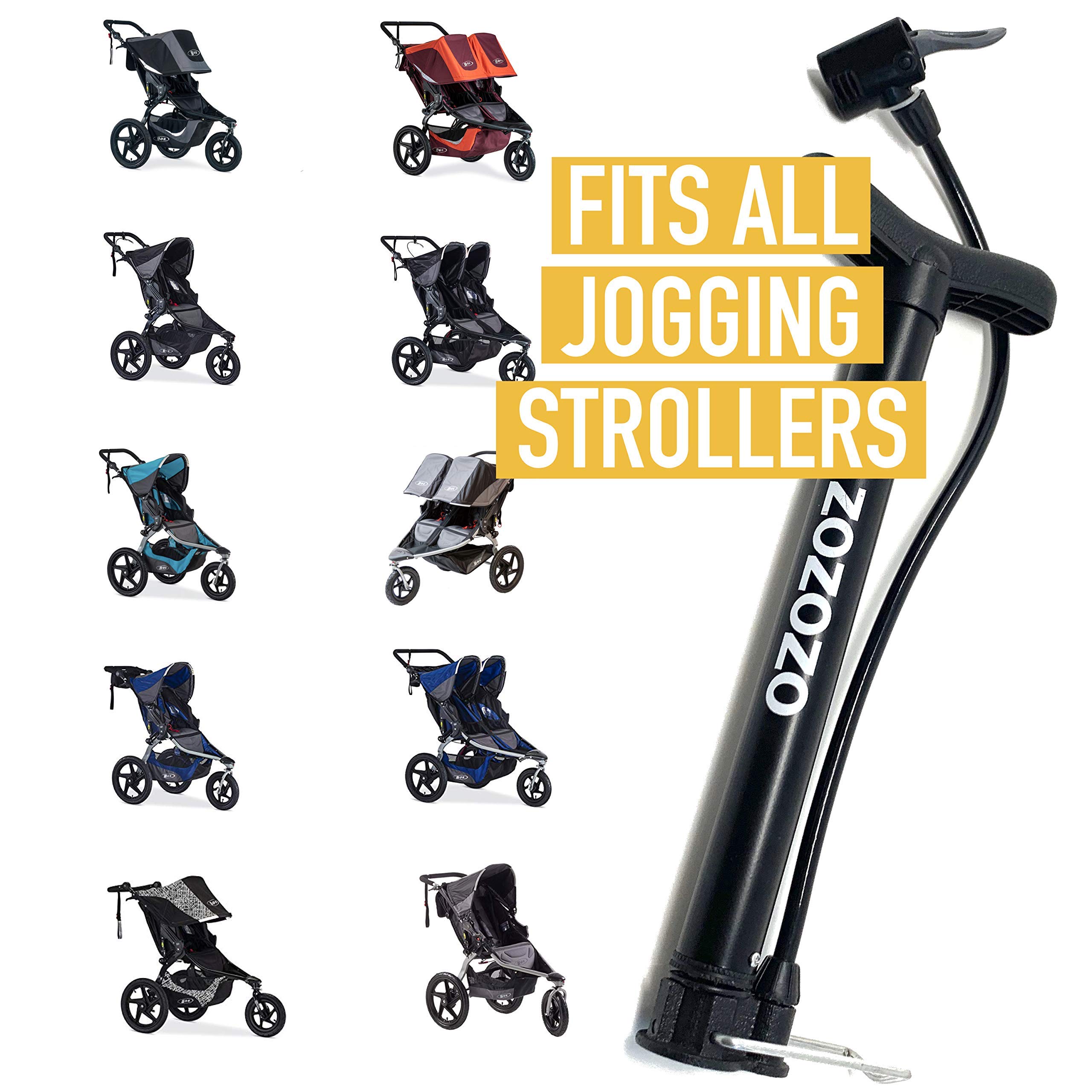 Stroller Tire Pump & Tube Replacement for BOB Jogging Strollers (BOB Revolution Flex, Pro Se, Strides, Duallie Joggers)