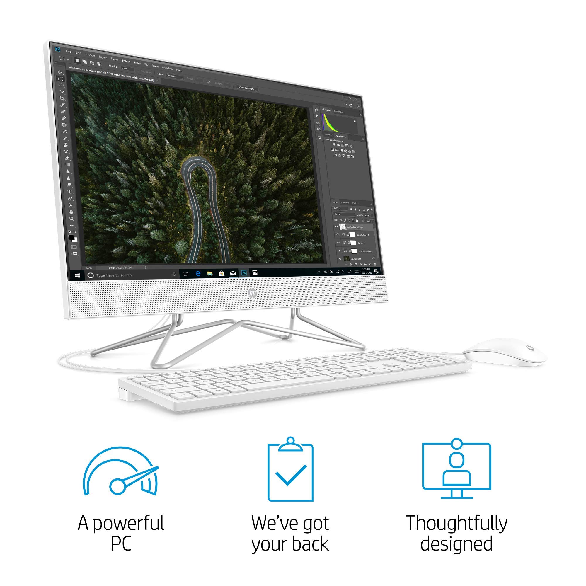 HP 24-inch All-in-One Touchscreen Desktop Computer, AMD Gold 3150U Processor, 8 GB RAM, 512 GB SSD, Windows 10 Home (24-df0040, White), Snow White (Renewed)