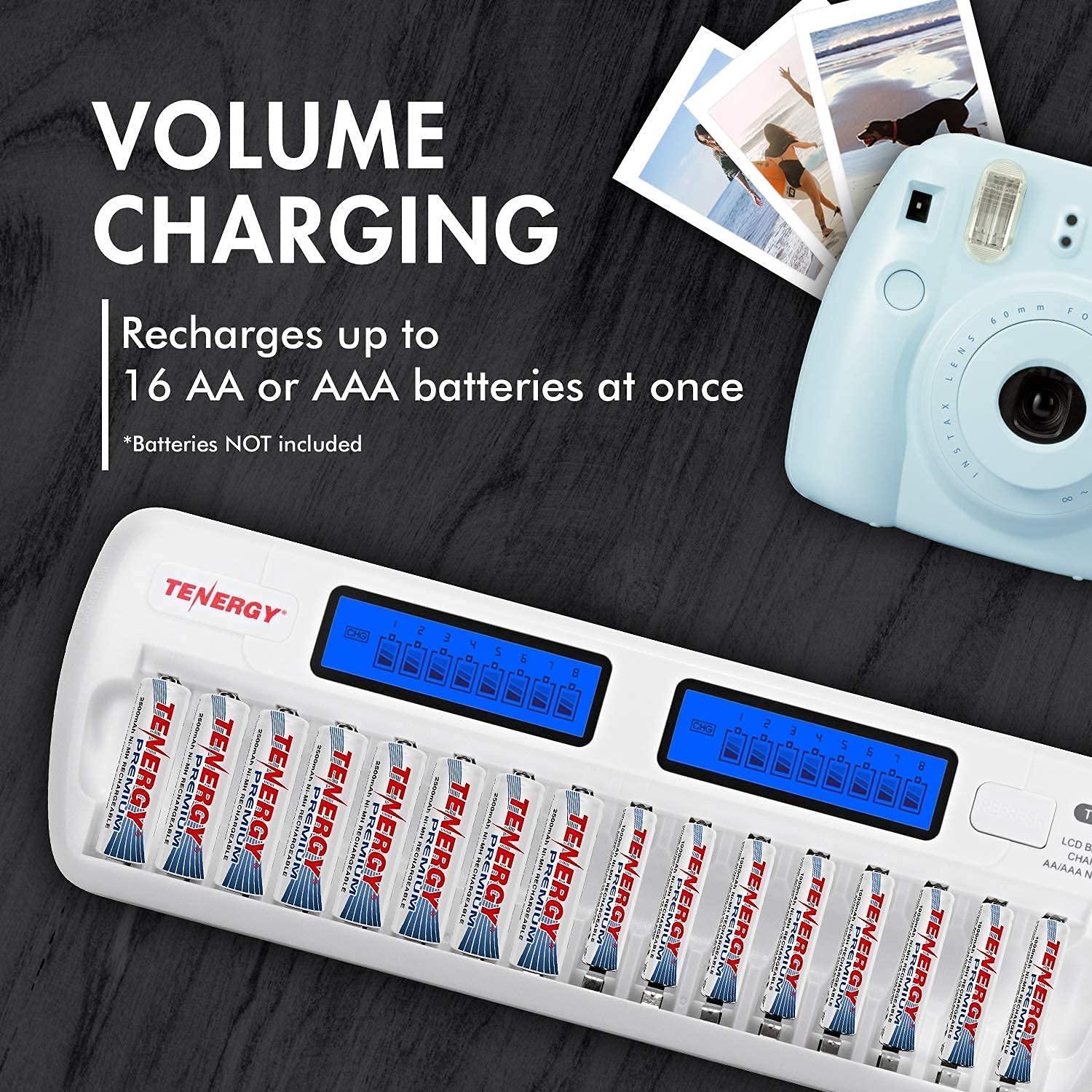 Tenergy 24 Pack 1.2V AA NiMH Rechargeable Batteries with TN438 Charger, Precharged 24xAA Batteries Ideal for Everyday Household Electronics