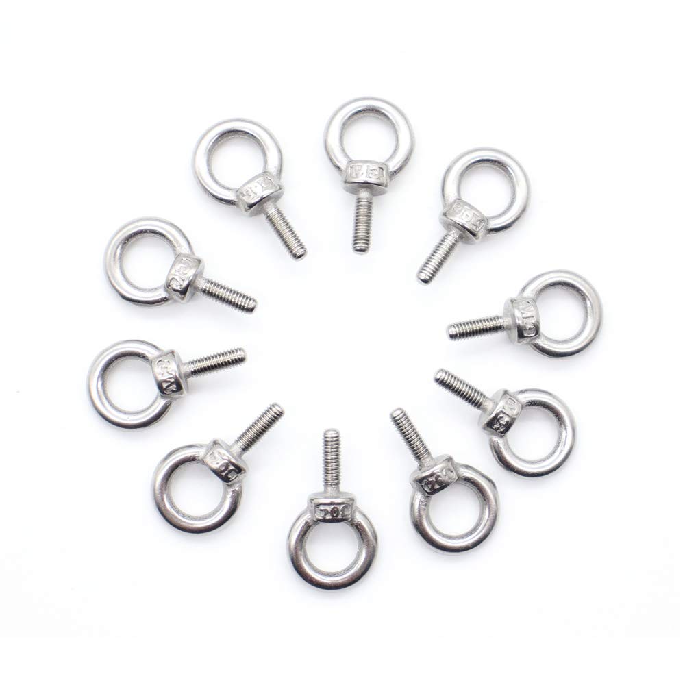 Eowpower 10 Pieces M3 Male Thread Machinery Shoulder Lifting Ring Eye Bolts