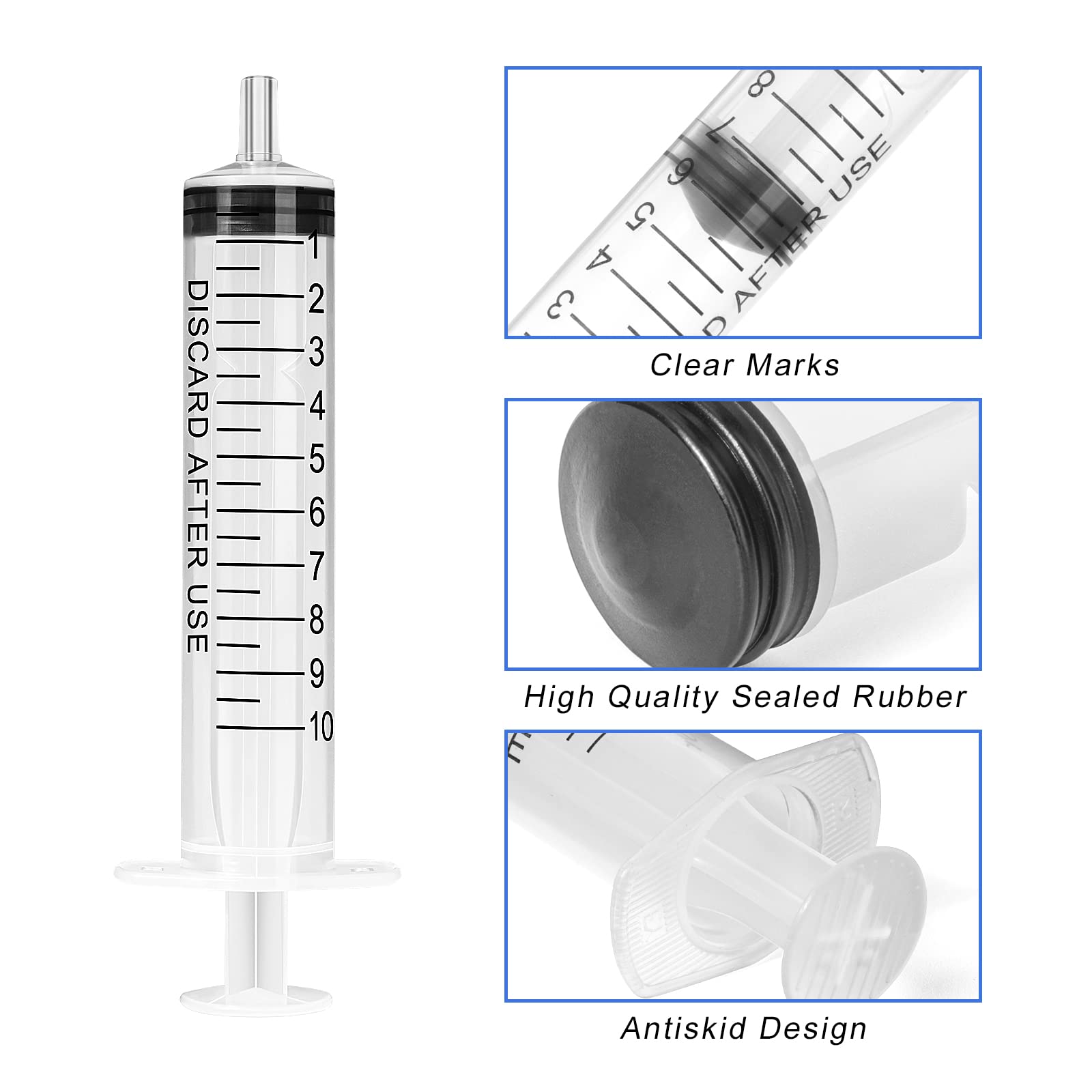 40 Pack 10ml/cc Plastic Syringe Individually Sealed with Measurement for Scientific Labs, Measuring Liquids, Feeding Pets, Refilling, Oil or Glue Applicator