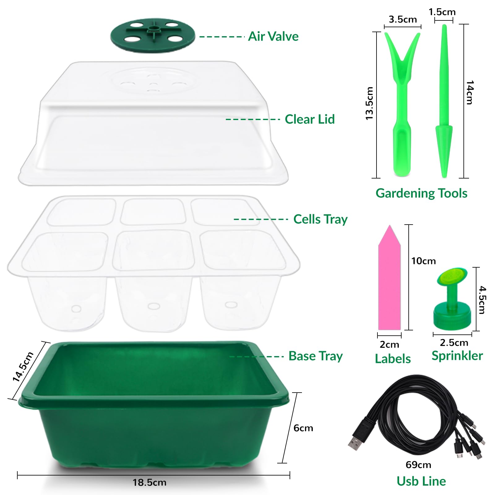 5 Packs Seed Starter Tray Seed Starter Kit with Air Vent Humidity Dome Drain Hole Base (30 Cells Total Tray) Seed Starting Trays Plant Starter Greenhouse Germination Kit for Seeds Growing Starting