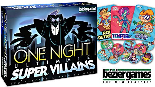 Bezier Games One Night Ultimate Super Villains, Family Friendly Party Game, Fun Game for Kids & Adults, Engaging Social Deduction, Fast-Paced Gameplay, Hidden Roles & Bluffing