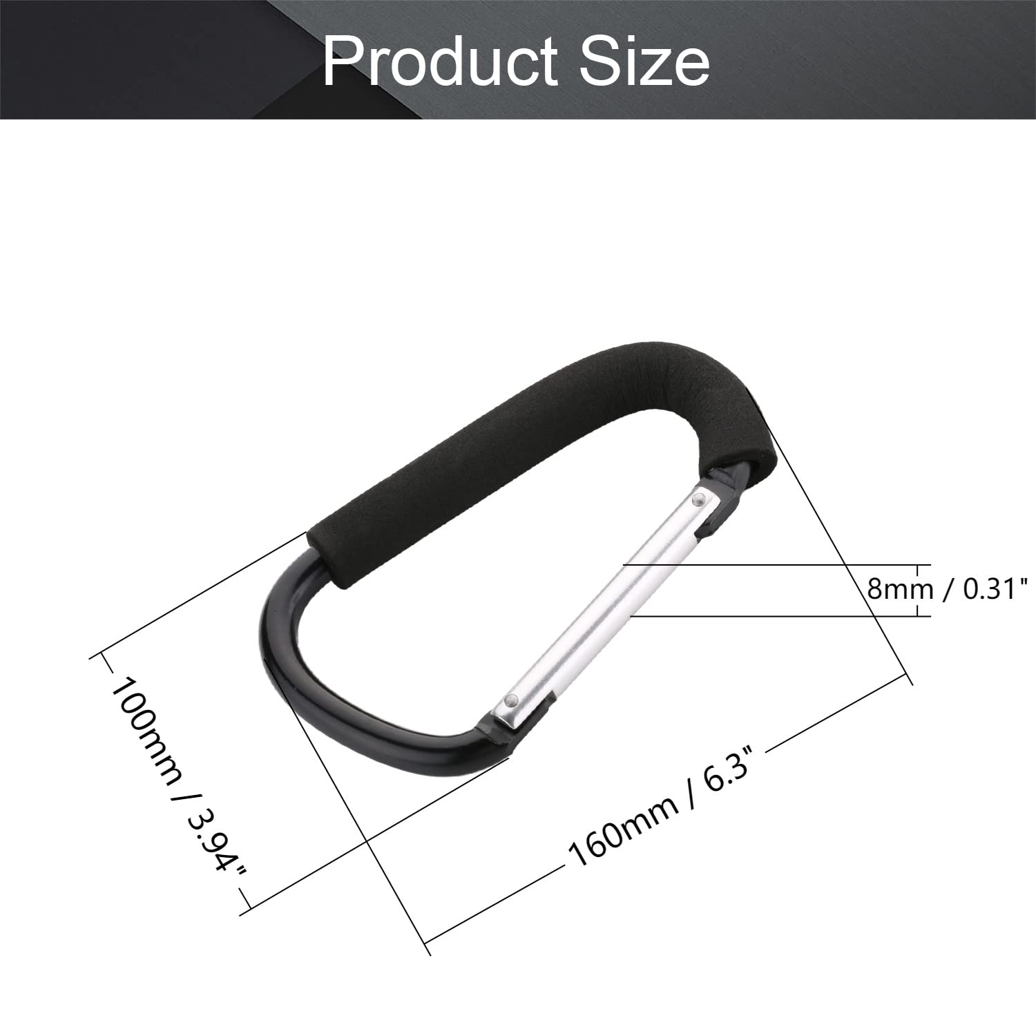 MroMax Pack of 1 Grocery Bag Holder Handle Carrier Tool Grip Your Tote,Handy Stroller Hooks, Multi Purpose Hooks, Pushchair Shopping Bag Hook Carabiner 6.3"*3.94" Maximum Load 6.61 lb (Black)