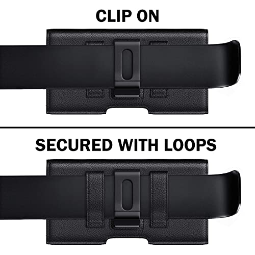 Meilib Large Holster for iPhone 14 Plus, 14 Pro Max, 13 Pro Max, 12 Pro Max, 11 Pro Max, Xs Max, 8 Plus, 7 Plus Cell Phone Belt Holder Case with Belt Clip Pouch Cover (Fits Phone with Case on) Black